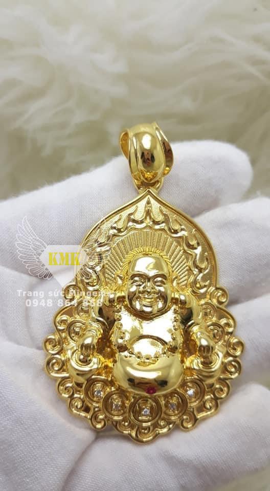 Mặt di lặc vàng 18k nguyên khối đính kim cương moissanite HOAN HỈ