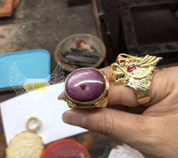 Nhẫn Nam Vàng 18k đính đá Ruby Phi Khủng nhất Hiện Nay